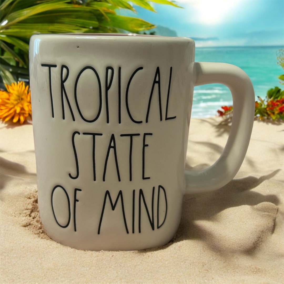 Ceramic Rae Dunn by Magenta Mug in White With Black Lettering Tropical ...