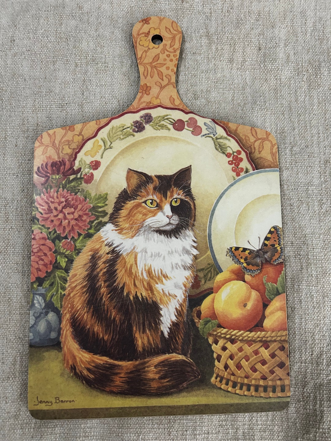 Cats Calico Cat Melamine Cutting Board in Beautiful Condition by Jenny ...