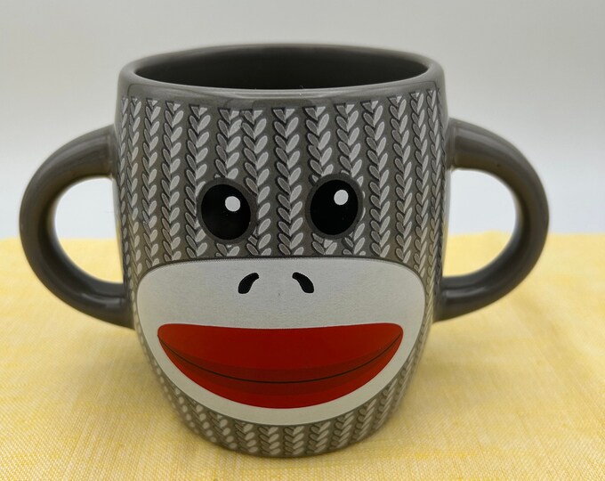 Sock Monkey Mug / Double Handle Sock Monkey Mug / Galerie Sock - Etsy