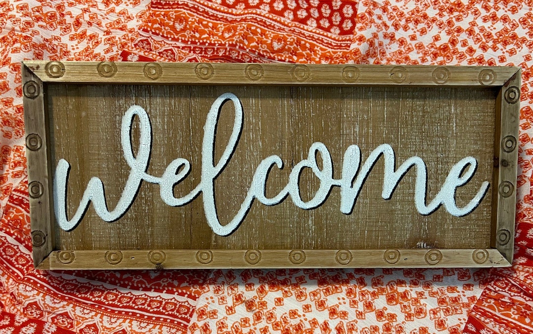 Distressed Wooden Country "welcome" Sign Use for Tabletop Decor or Hang ...