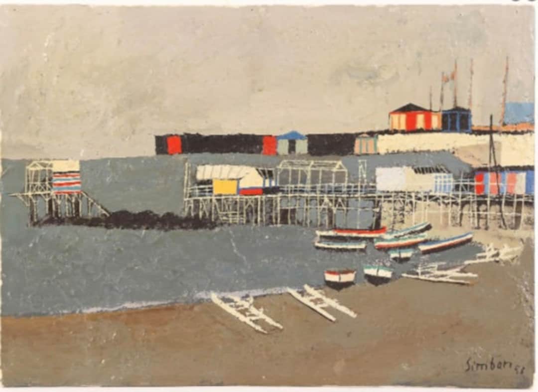 Nicola Simbari (1927-2012), Pier and Boats, Oil on Board, 1953 - Etsy