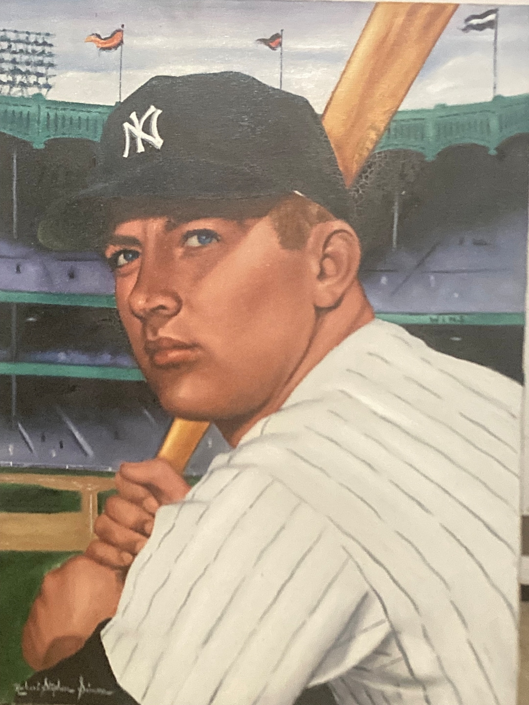 Robert Stephen Simon Original Oil Painting on Canvas “mickey Mantle” - Etsy