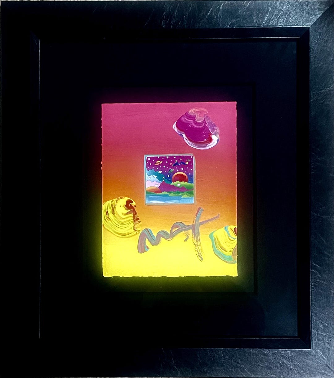 Peter Max Cosmic Flyer With Sun on Blends, Mixed Media Painting - Etsy