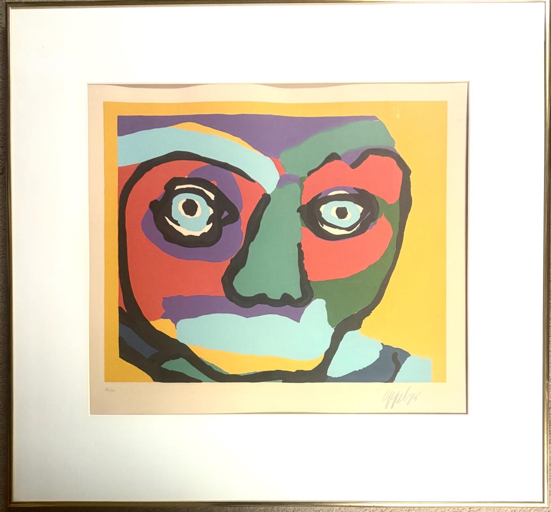 Karel Appel Signed 1976 Limited Edition Color Lithograph "self-portrait ...