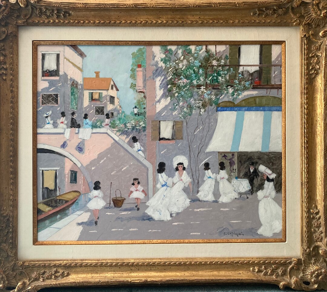 Luigi Cagliani Original Oil Painting on Canvas “italian Street Scene ...
