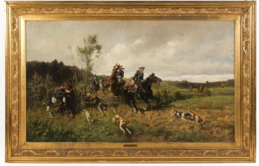 Max Joseph Pitzner (1855-1912), A Hunt, Oil on Canvas, 1884 - Etsy