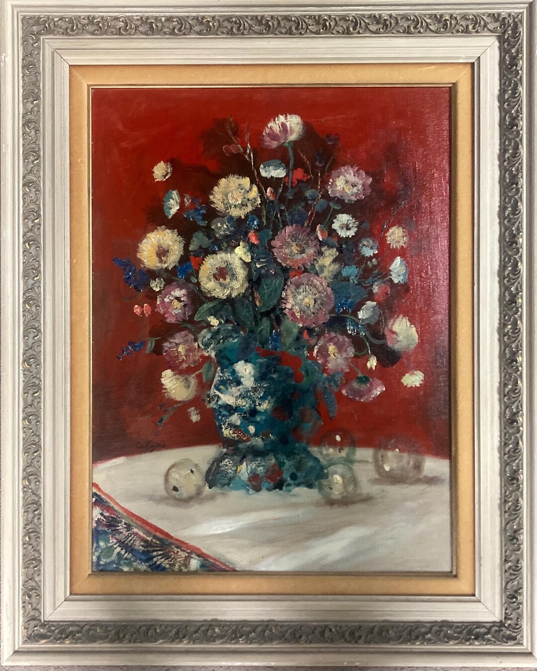 JEAN CALOGERO Original Oil Painting on Board Floral - Etsy