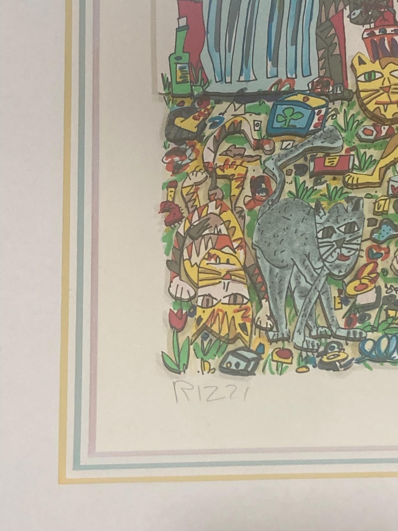 James Rizzi 3d Lithograph “junkyard Cats” Signed and Numbered - Etsy