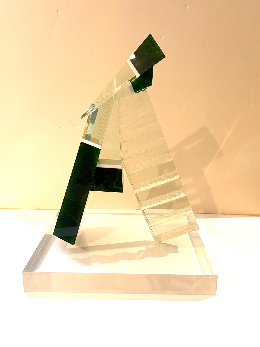 Jon Wolfe Glass Sculpture 1989 Signed With Stand - Etsy