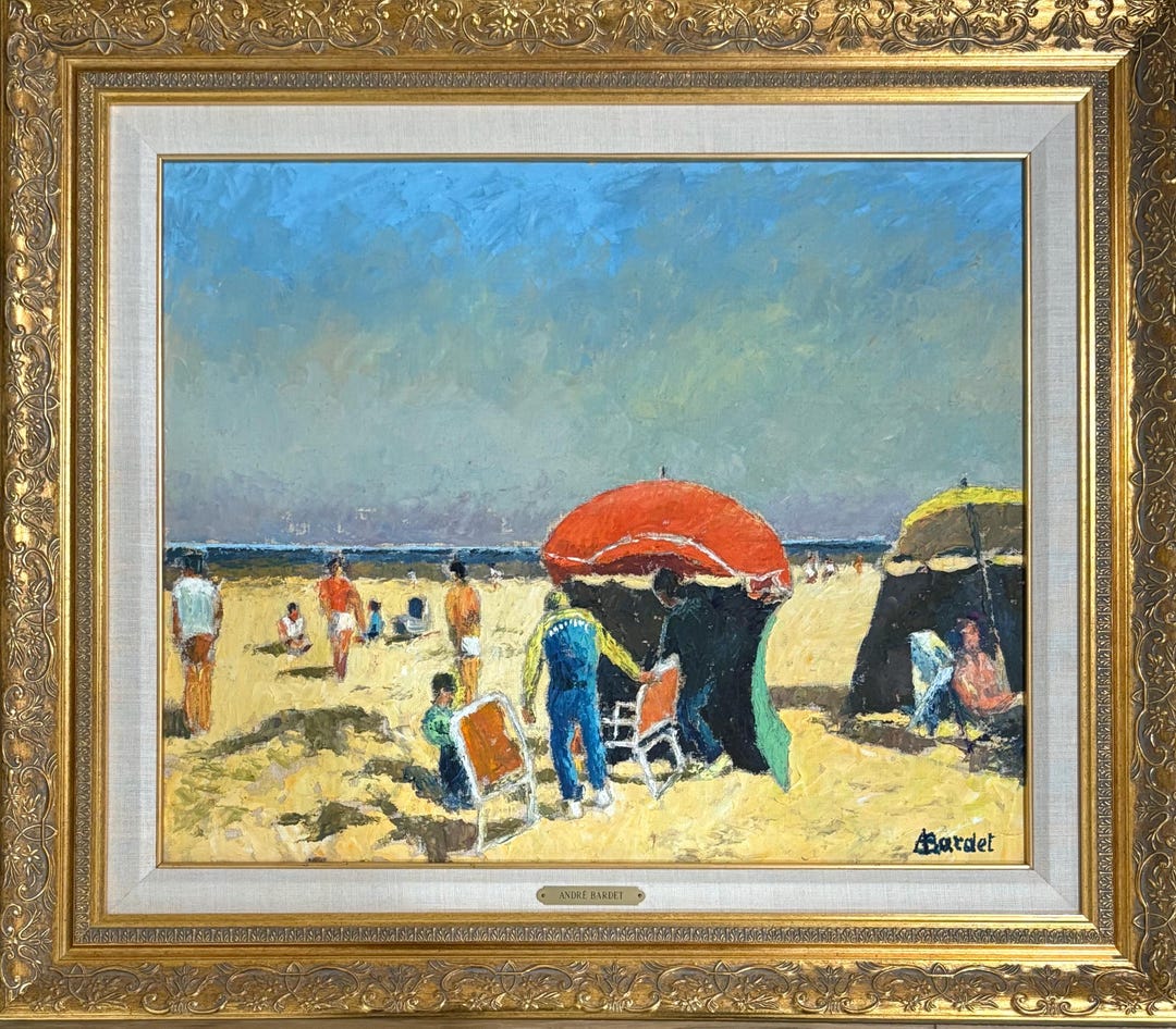 Andre Bardet Original Painting Oil on Canvas “beach Scene” - Etsy