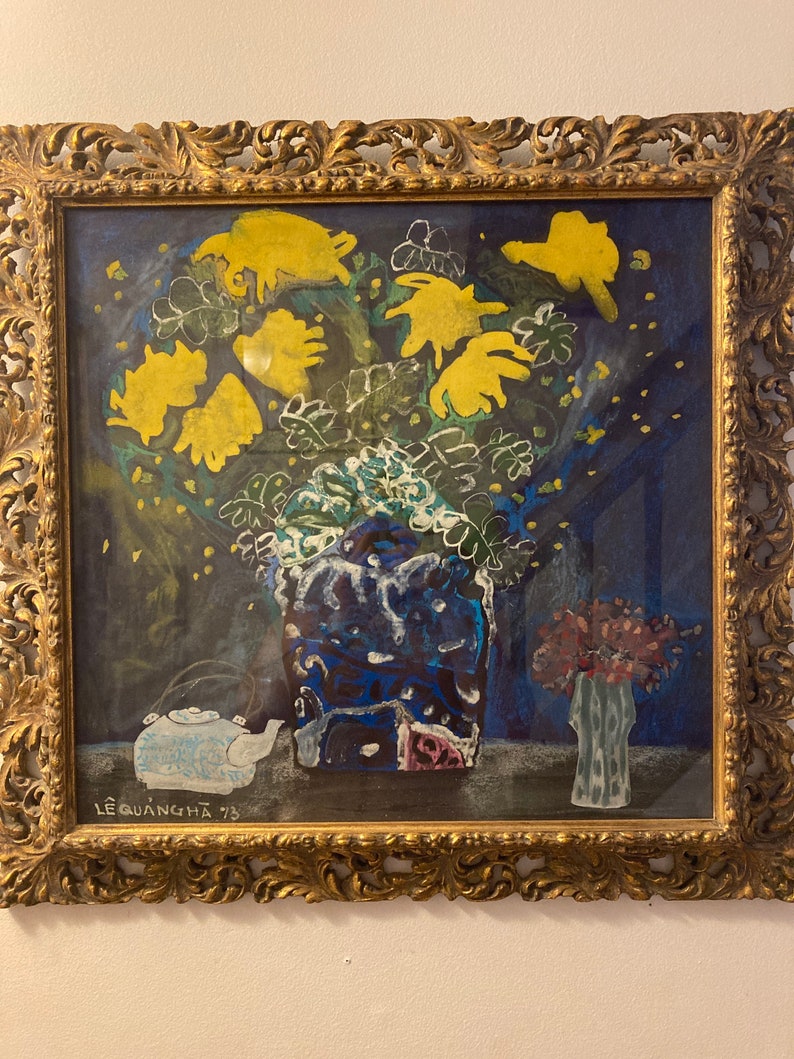 Le Quang Ha (vietnam 1963) Yellow Flowers Gouache on Paper - Etsy
