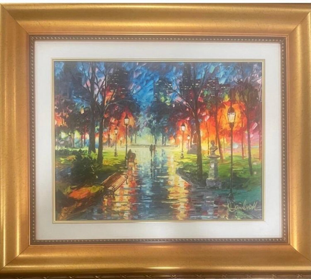 Daniel Wall “central Park at Twilight” Embellished on Canvas - Etsy