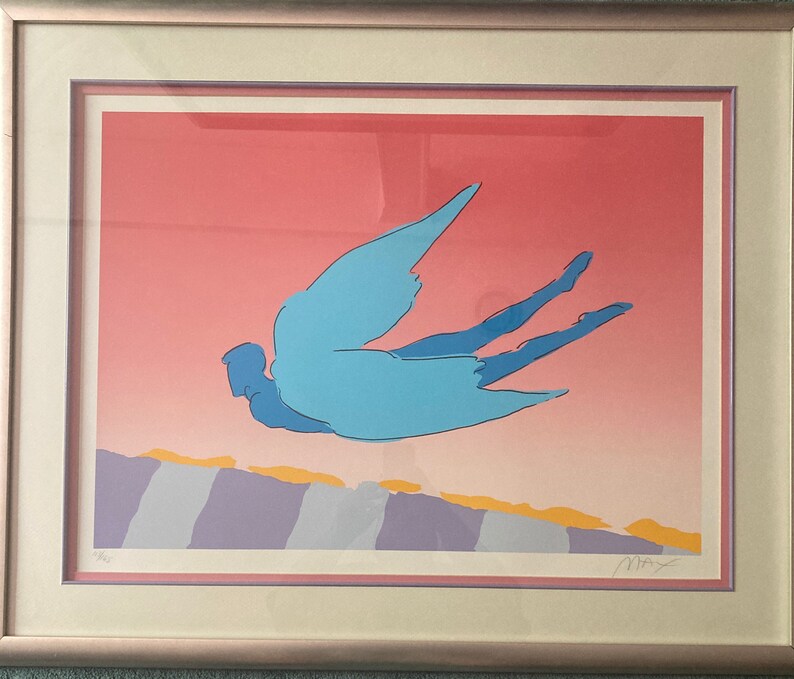 Peter Max Lithograph Signed and Numbered pink Sky Flyer - Etsy