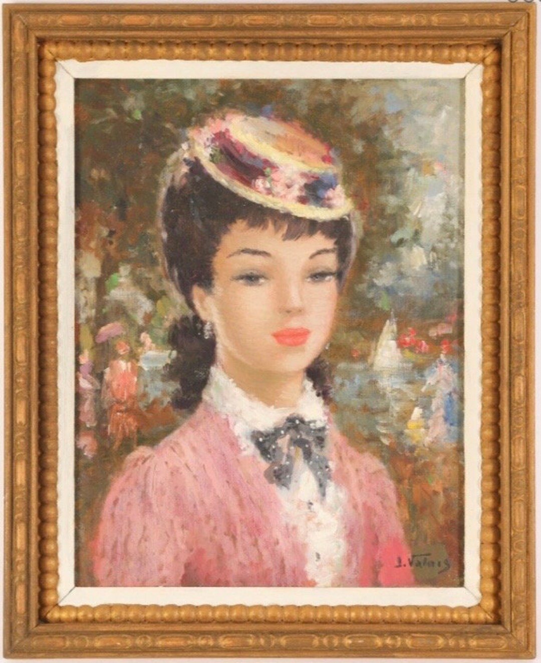 Jean Valois (20th Century), Portrait of a Lady in Pink, Oil on Canvas ...