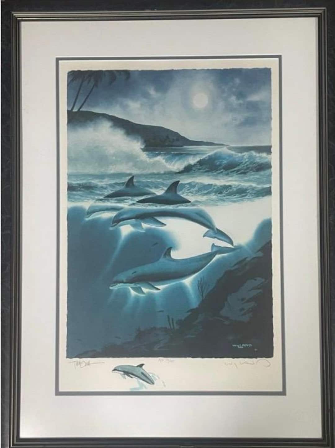 Robert Wyland and Roy Tabora “moonlit Dolphins” Lithograph Signed and ...