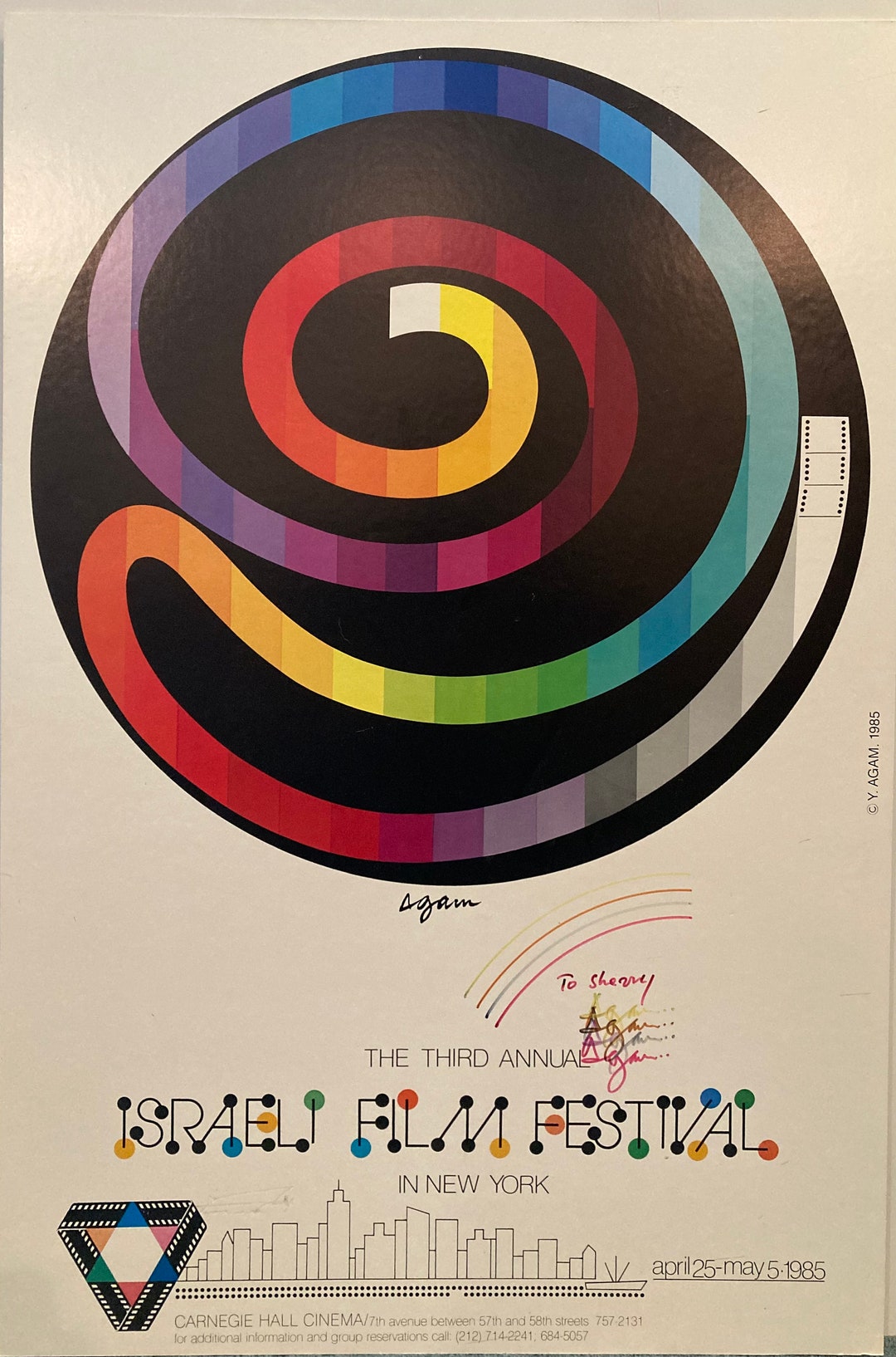 YAACOV Agam Signed Poster From 1985 With Hand Drawing - Etsy
