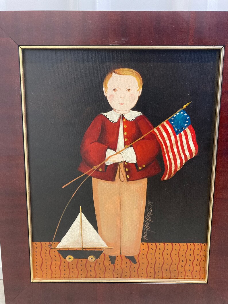 Mary Beth Baxter Folk Art Original Oil Paintings 1998 Matching Set - Etsy