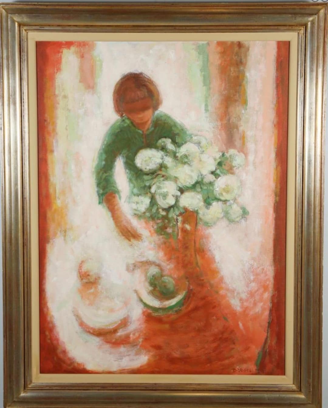 Donald S. Vogel (american, 1917-2004 ), Girl With Flowers, Oil on ...