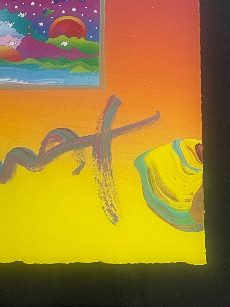 Peter Max Cosmic Flyer With Sun on Blends, Mixed Media Painting - Etsy