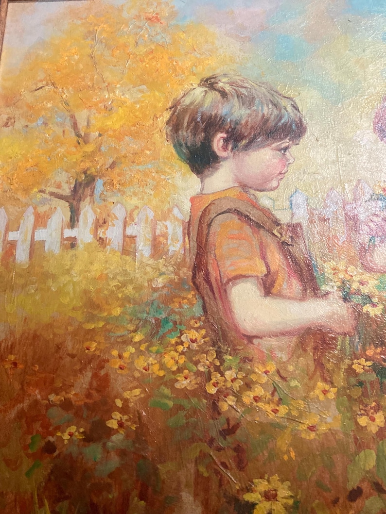 Mary Vickers Original Painting on Canvas “children in Field” - Etsy