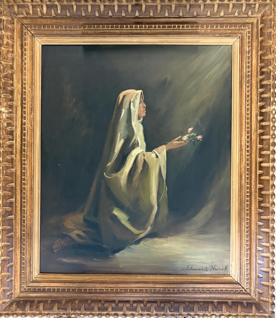 Edward Hurst Original Oil on Canvas Painting “woman in Prayer” - Etsy