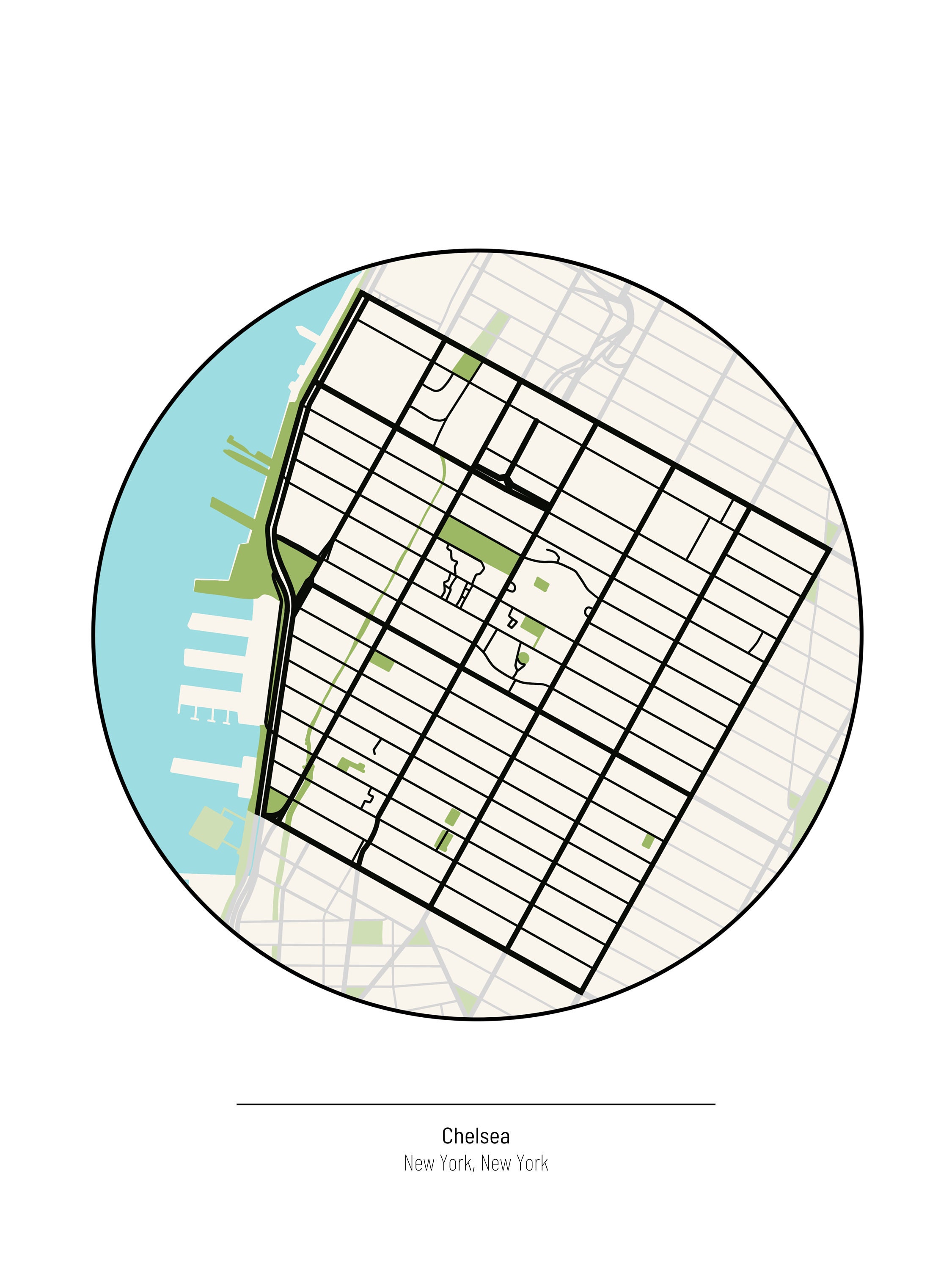 NYC Chelsea Map_digital Print - Etsy