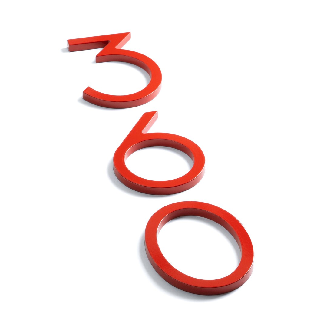 Monaco Red House Numbers: Modern Architectural Address Numbers - Etsy