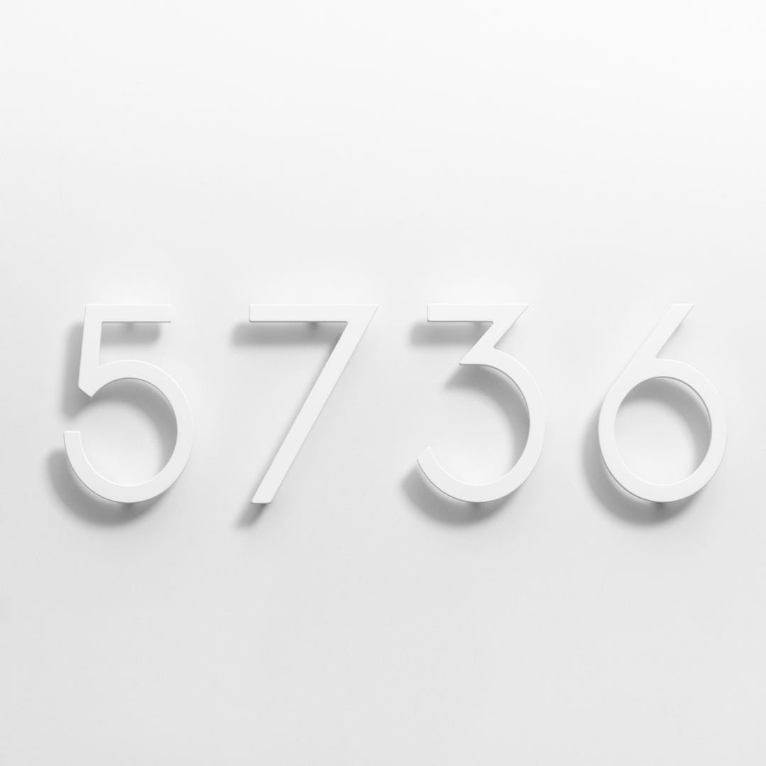 Metal House Numbers: 5 Inch White Mid Century Modern Address Numbers - Etsy