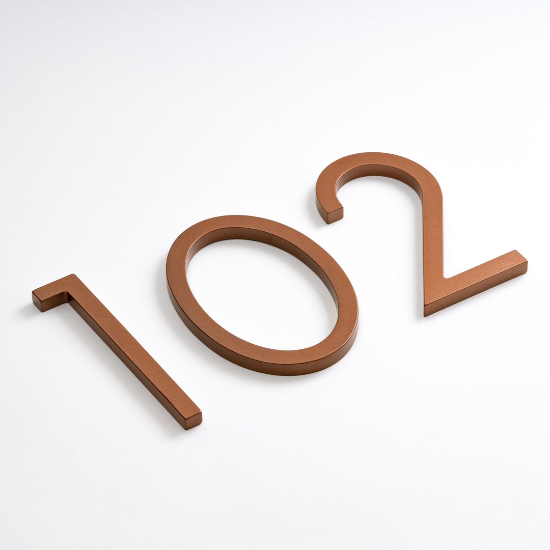 Copper House Numbers: 4 Inch Floating Modern Address Numbers - Etsy