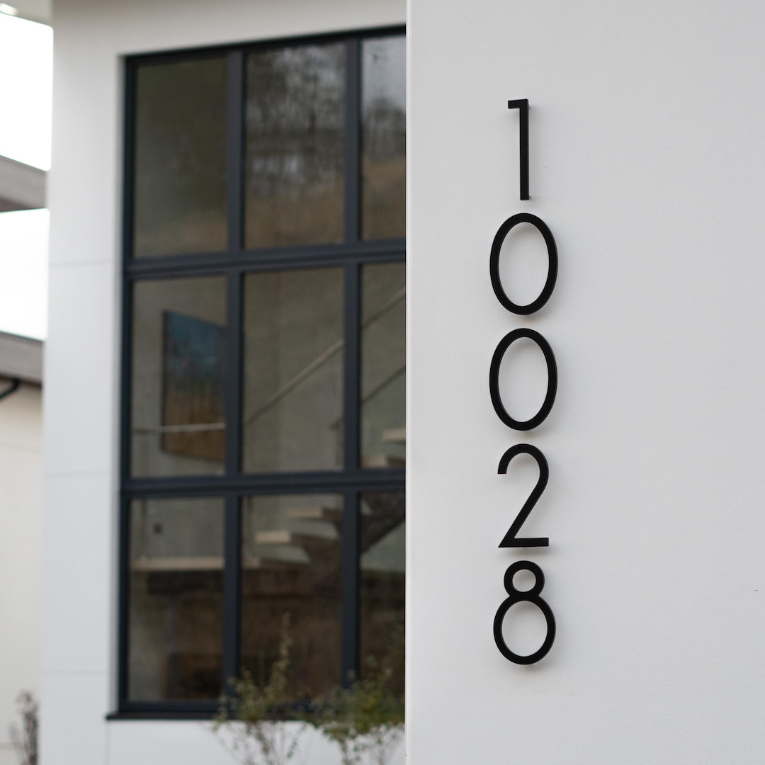 8 Inch Matte Black House Numbers: Floating Metal Address Numbers - Etsy
