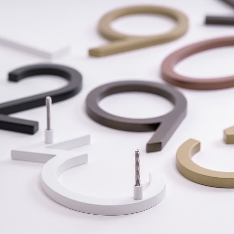 Mid Century Modern House Numbers: 6 Inch White Metal Address Numbers - Etsy