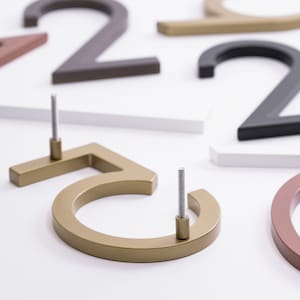 Matte Brass House Numbers: 5 Inch Floating Metal Address Numbers - Etsy