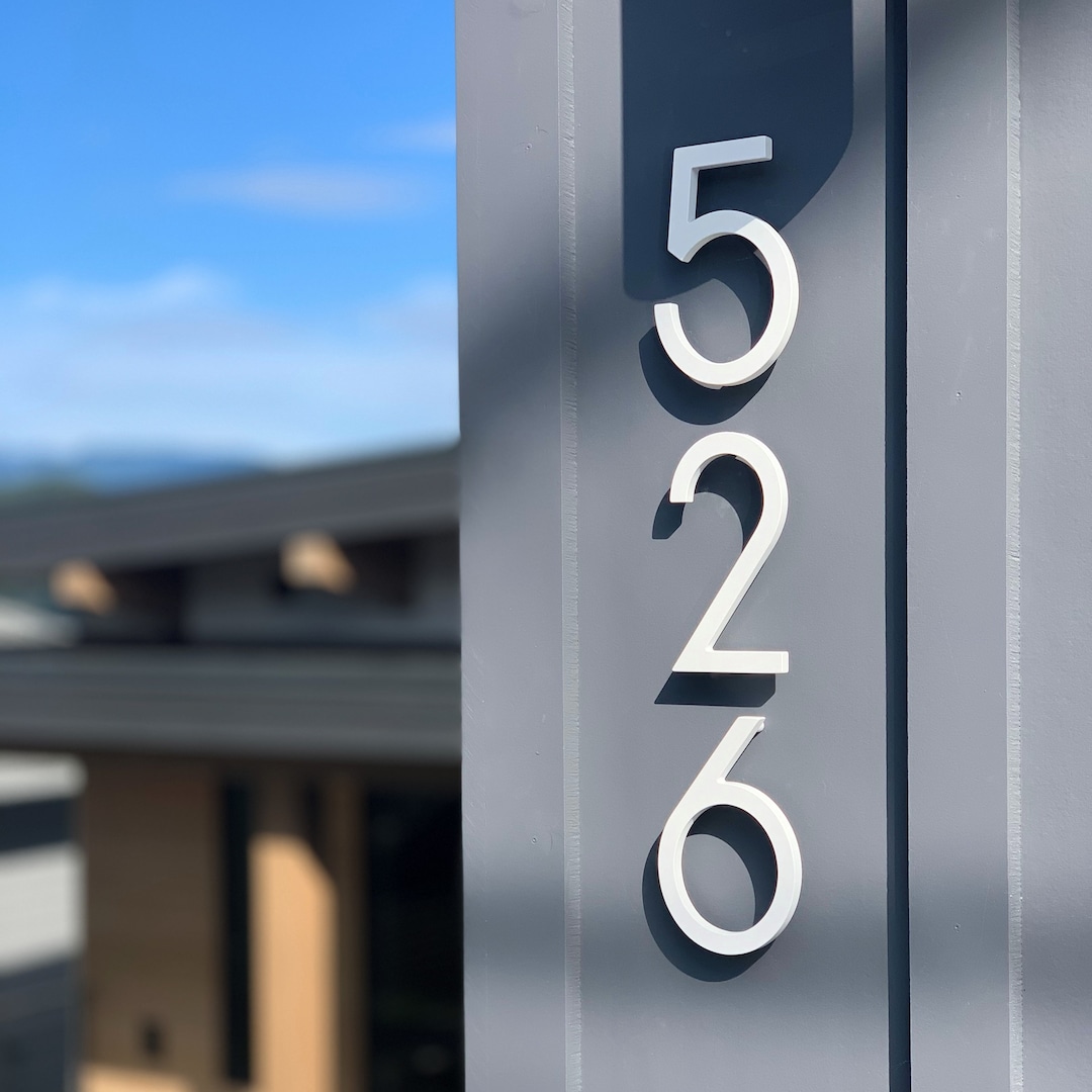Modern House Numbers - 6 Inch White Metal Address Numbers - Etsy