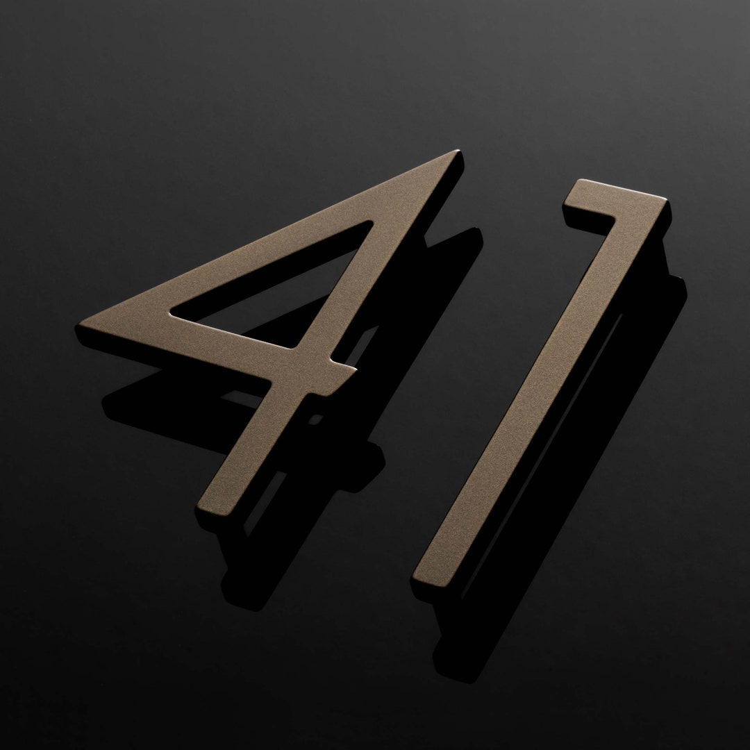 6 Inch Dark Bronze House Numbers: Metal Modern Address Numbers - Etsy
