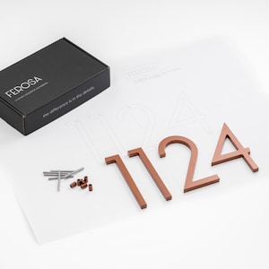 Copper House Numbers: 8 Inch Floating Metal Address Numbers - Etsy