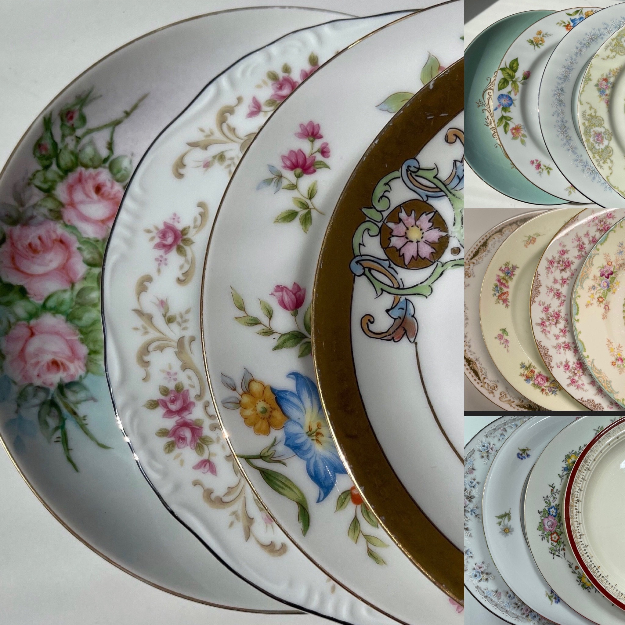 Free Ship Set of Mismatched China Plates, Farmhouse, Dinnerware, Shabby ...