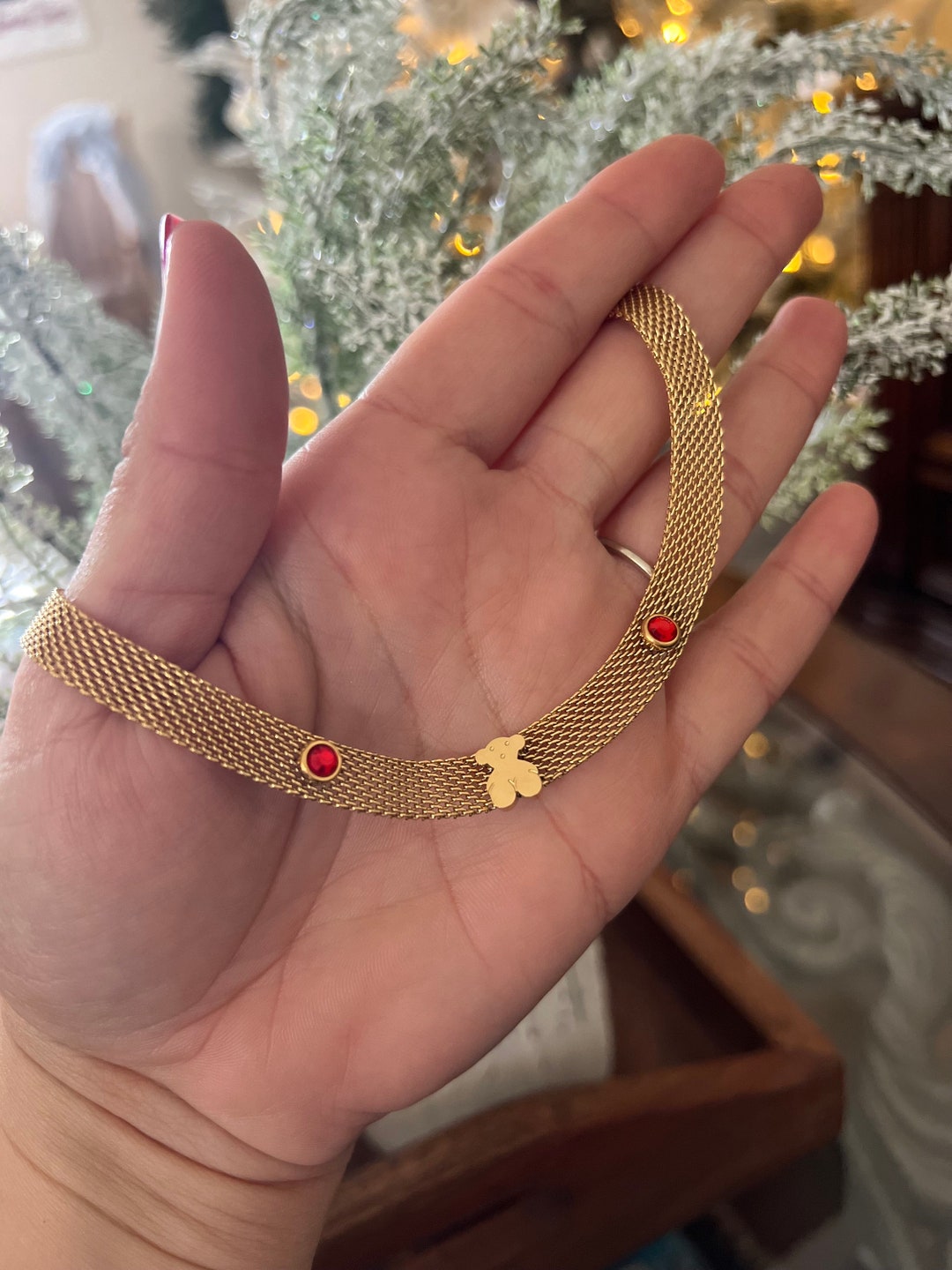 14k Gold TOUS Tie on Choker, Tous Bear Necklace, Gift for Her, Gift for ...