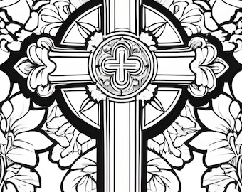 Printable Cross Coloring Page Craft for Catholic Christian Kids | 3D ...