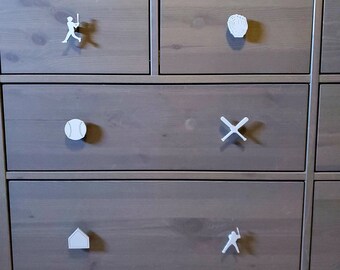 Set of 4 Baseball Knobs Softball or Baseball Drawer Pull Sports Theme ...