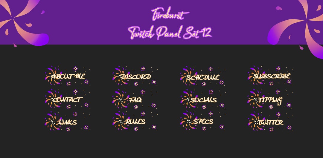 Fire Burst Panels| Twitch Assets| 12 Pack Fireworks| Celebration ...