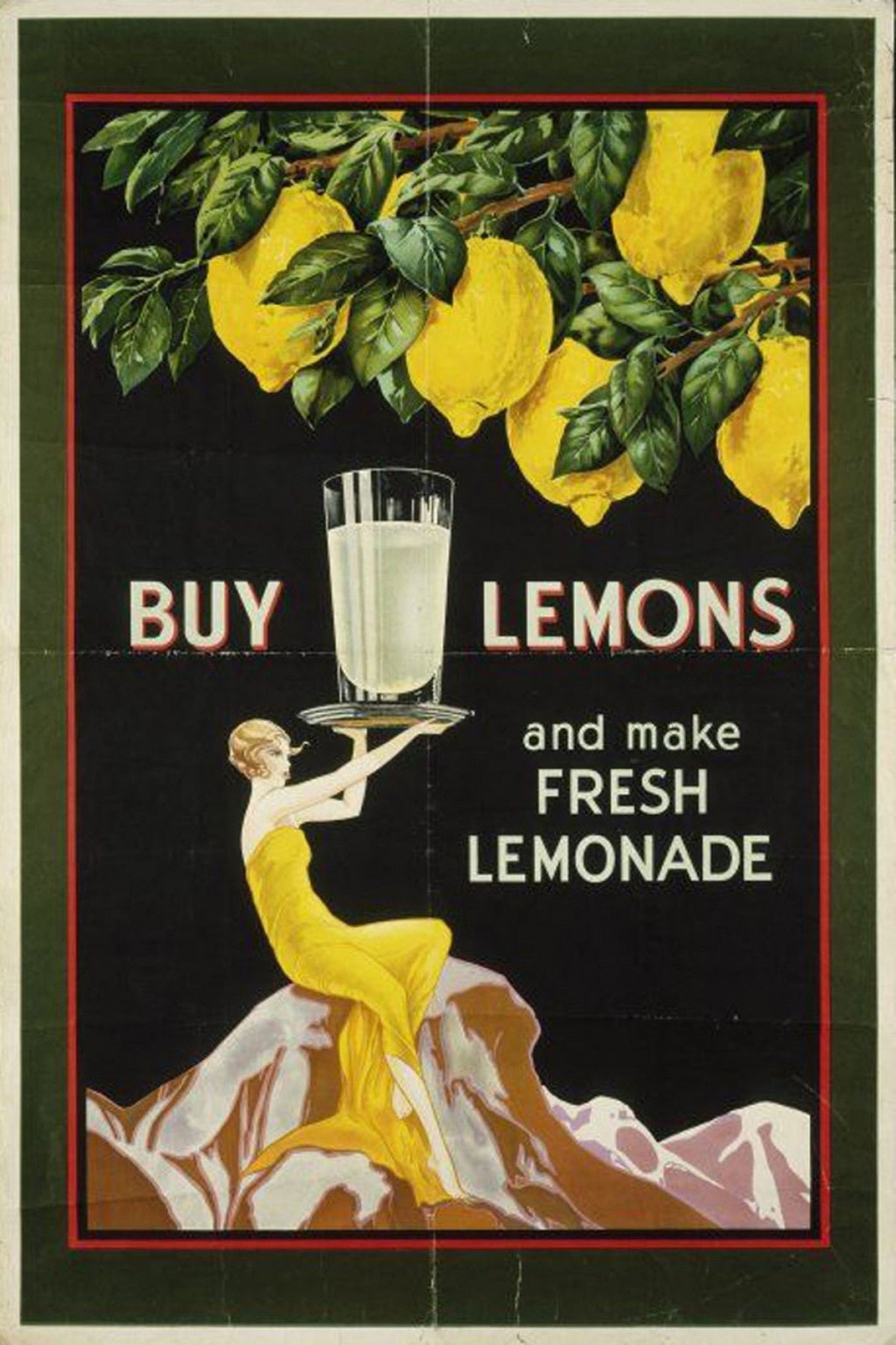 Vintage Lemon Fruit Market Poster, Giclée Fine Art Print, Buy Lemons ...