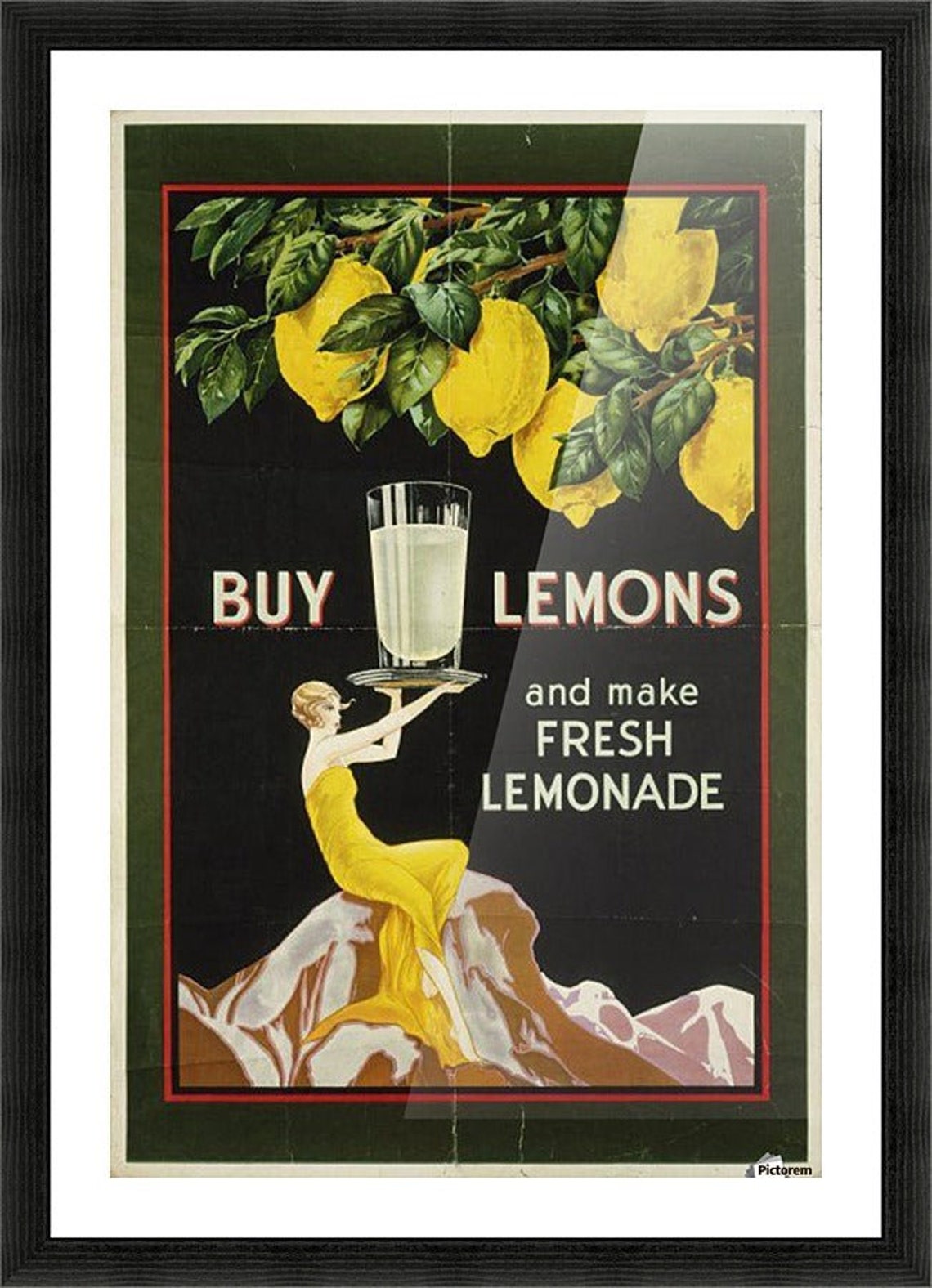 Vintage Lemon Fruit Market Poster, Giclée Fine Art Print, Buy Lemons ...