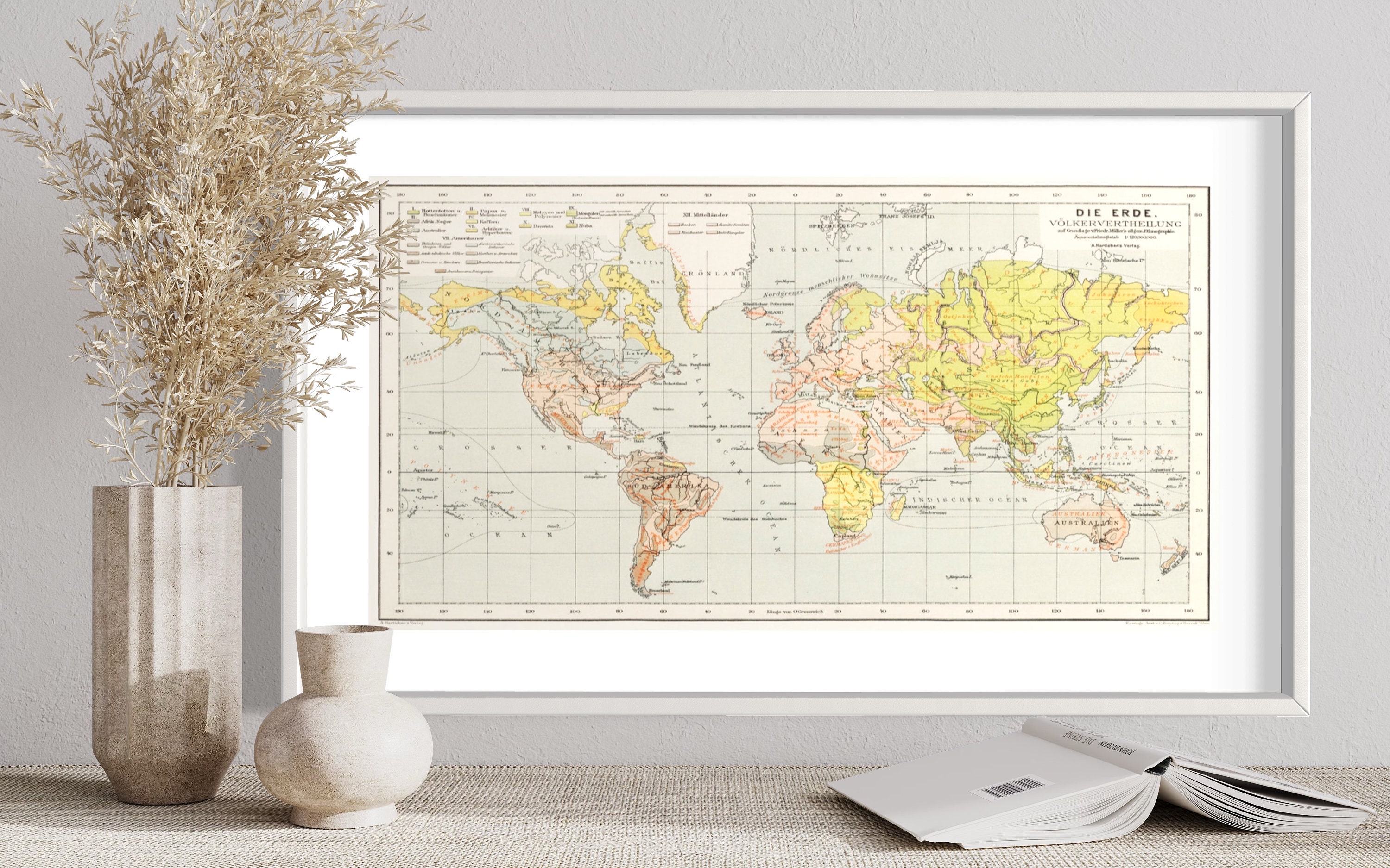 Map of the World Canvas Map, 1896 Vintage Map, World Continents ...