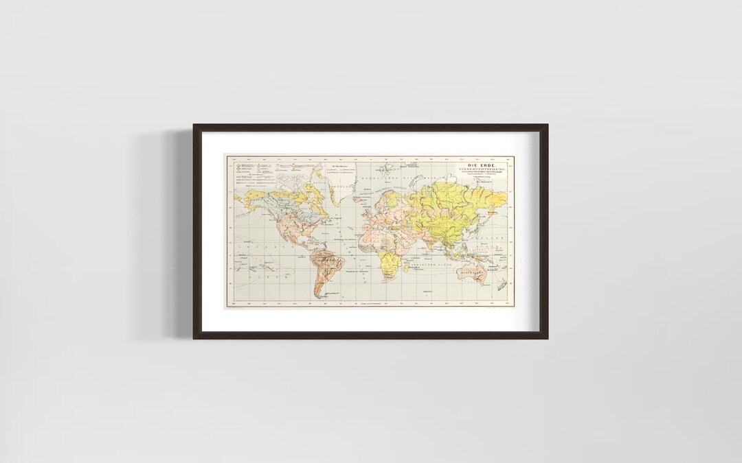 Map of the World Canvas Map, 1896 Vintage Map, World Continents ...