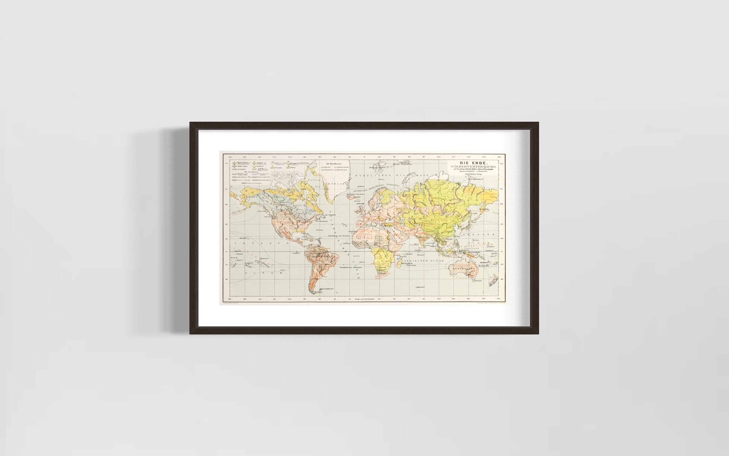 Map of the World Canvas Map, 1896 Vintage Map, World Continents ...