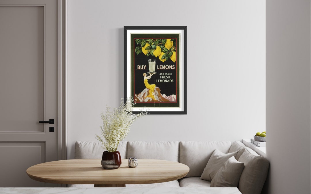 Vintage Lemon Fruit Market Poster, Giclée Fine Art Print, Buy Lemons ...