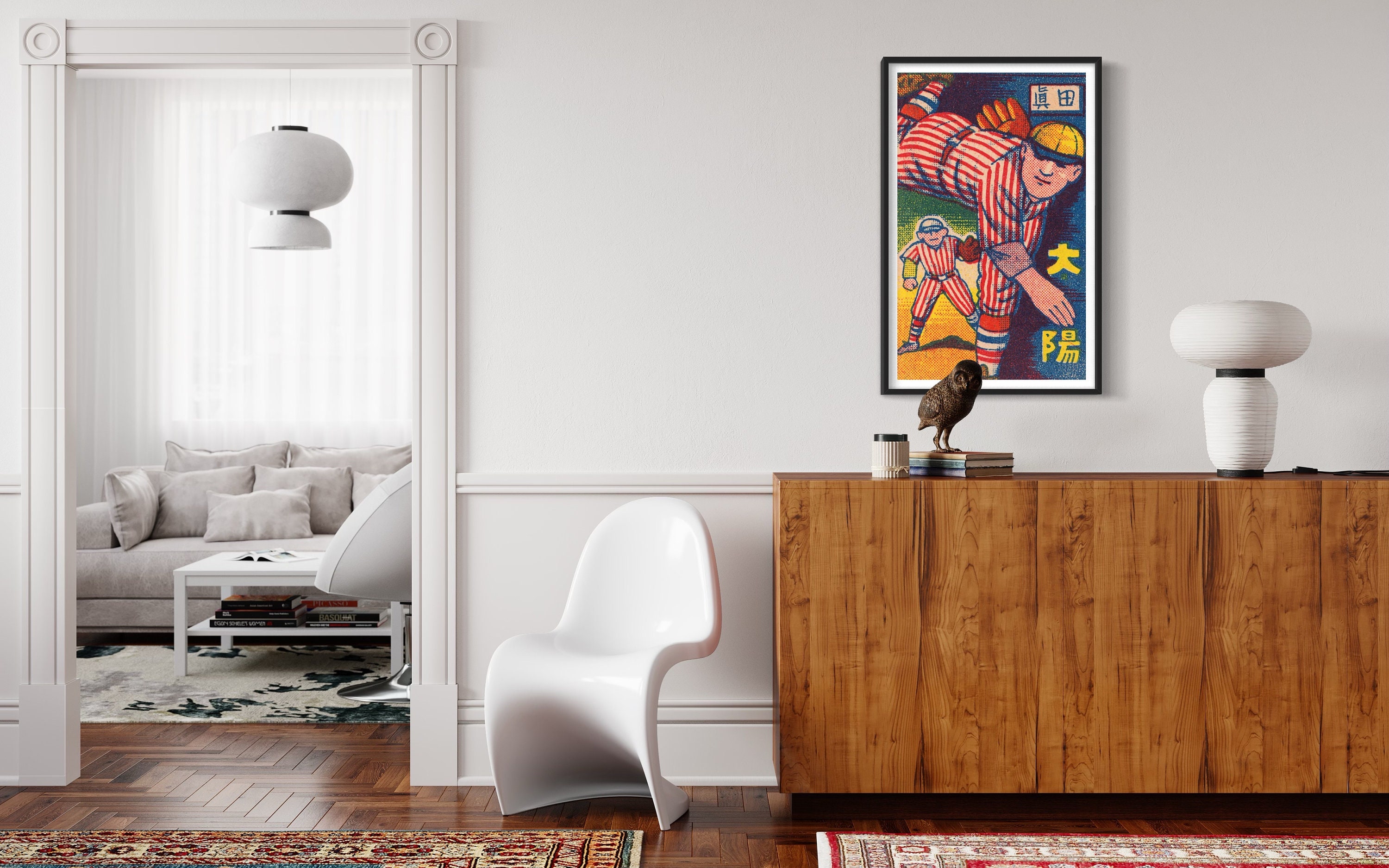 Vintage Japanese Menko Card Baseball Art Baseball Wall Art Hanging ...