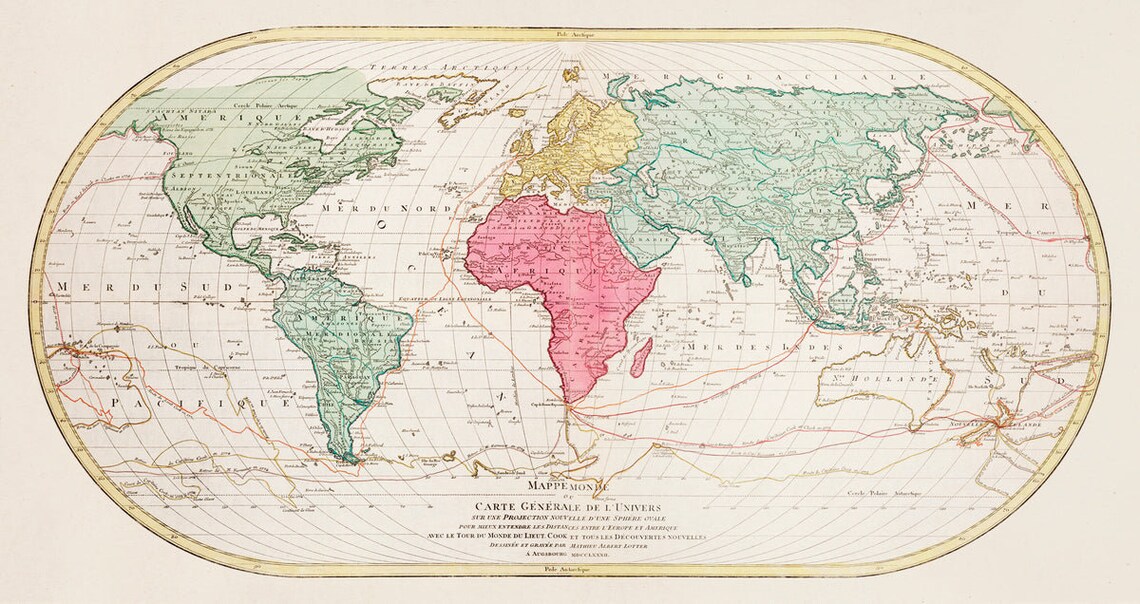 World Map Wall Art, General Map of the Universe 1782, Map of the World ...