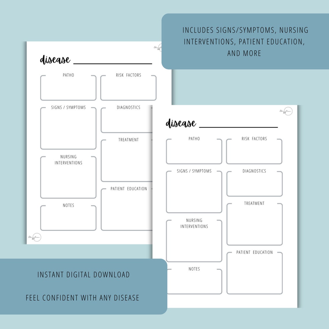 Disease Template for Nurses, Patho Worksheet for Nursing School ...