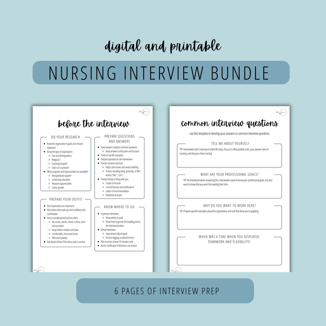 Interview Prep Bundle for Nurses | Digital Download PDF - Etsy